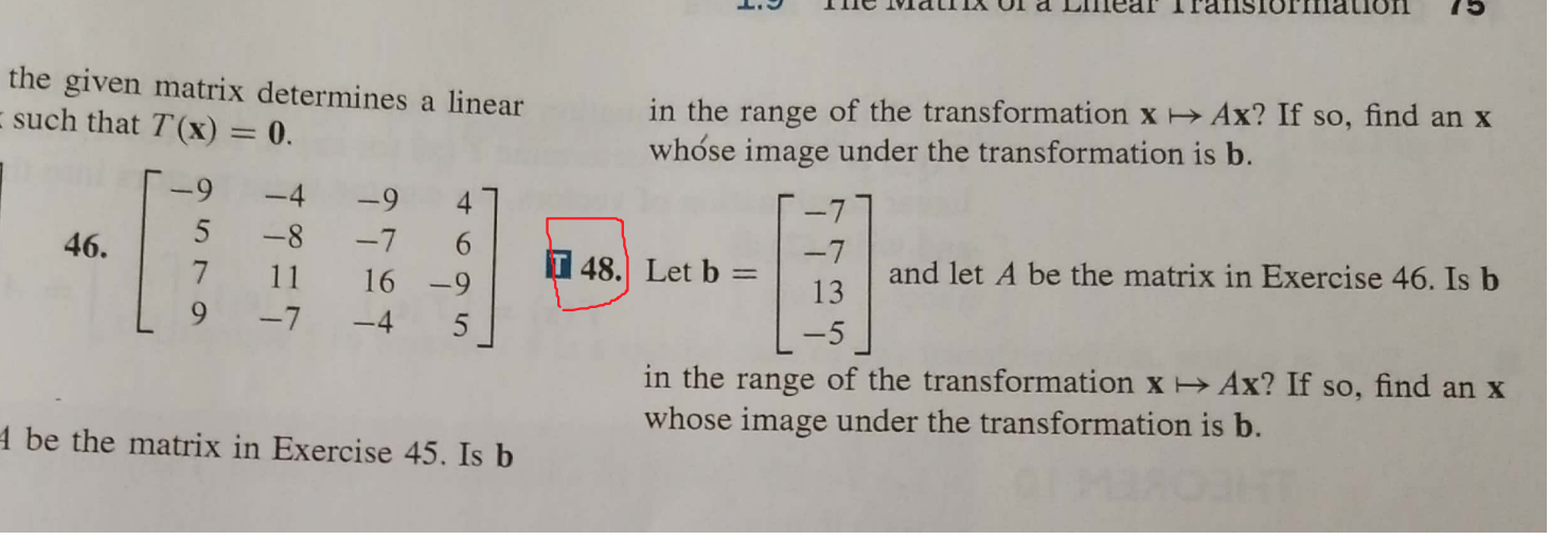 Solved the given matrix determines a linear such that T(x) = | Chegg.com