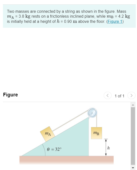 Solved Two masses are connected by a string as shown in the | Chegg.com