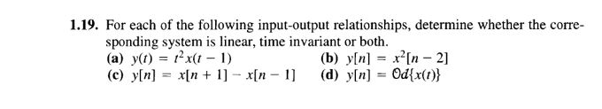 Solved 1.19. For each of the following input-output | Chegg.com