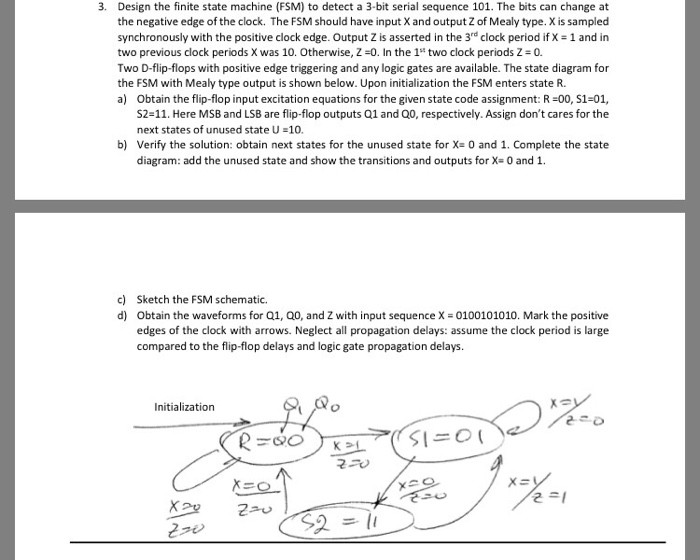 Solved 3 Design The Finite State Machine Fsm To Detect A 3687