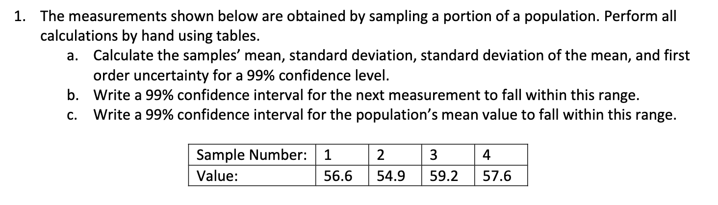 Solved 1. The measurements shown below are obtained by | Chegg.com