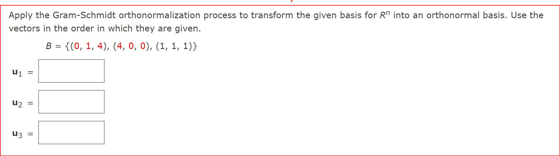Solved Apply the Gram-Schmidt orthonormalization process to | Chegg.com