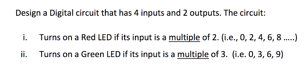 Design a Digital circuit that has 4 inputs and 2 | Chegg.com
