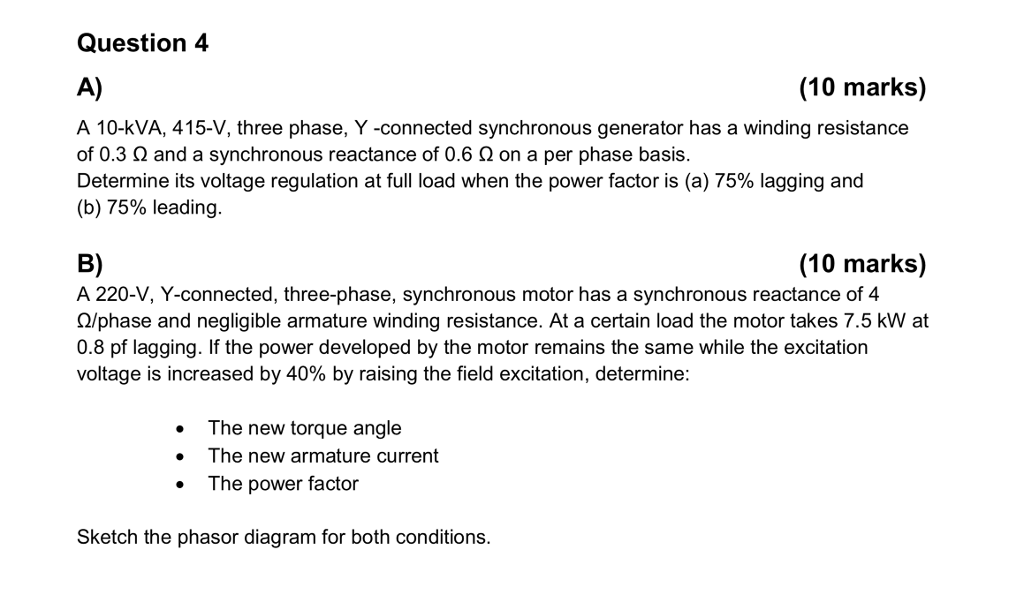 Solved Question 4 10 Marks A A 10 Kva 415 V Three