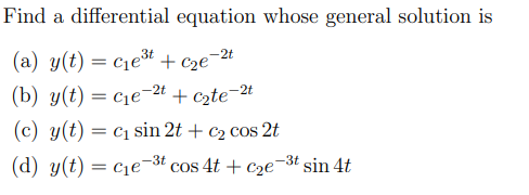 Solved Find a differential equation whose general solution | Chegg.com