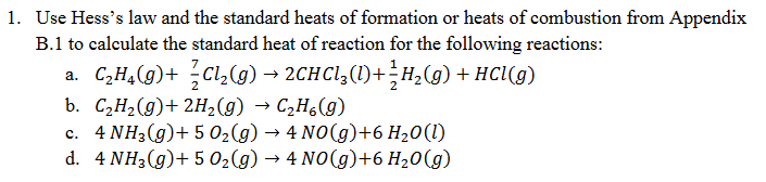 Solved Use Hess's law and the standard heats of formation or | Chegg.com