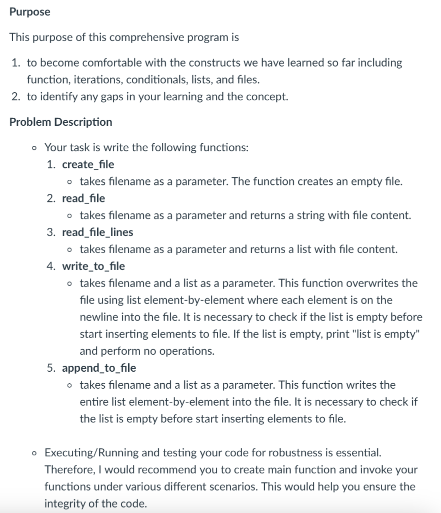 Solved Purpose This purpose of this comprehensive program is | Chegg.com