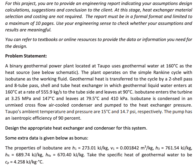 Solved For this project, you are to provide an engineering | Chegg.com