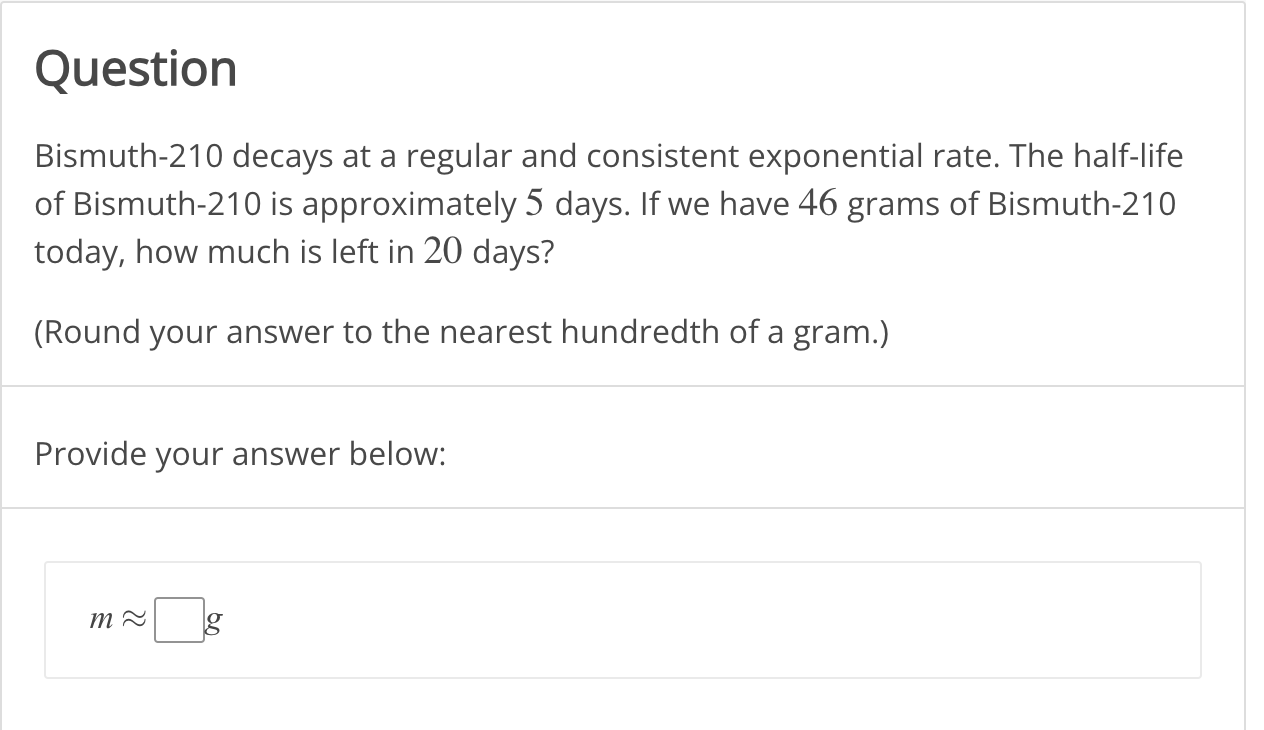 Solved Bismuth-210 decays at a regular and consistent | Chegg.com