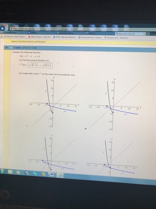 Solved Consider the following function (a) Find the inverse | Chegg.com