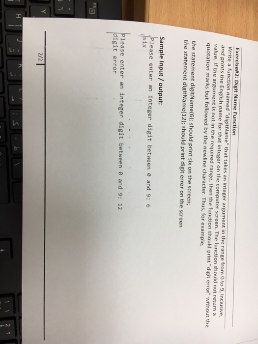 Solved Exercise#2: Digit Name Function Write a function | Chegg.com