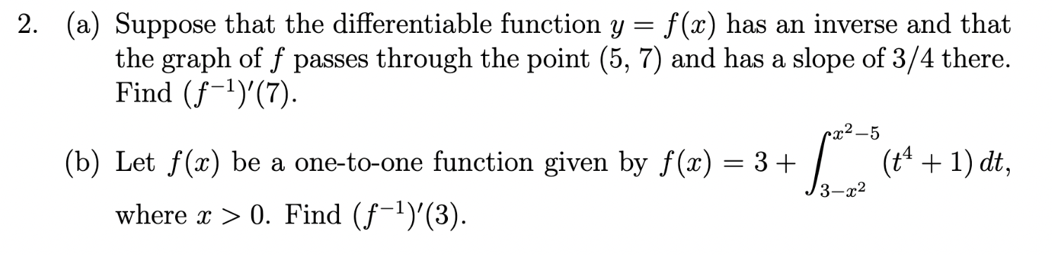 Solved 2. (a) Suppose that the differentiable function | Chegg.com
