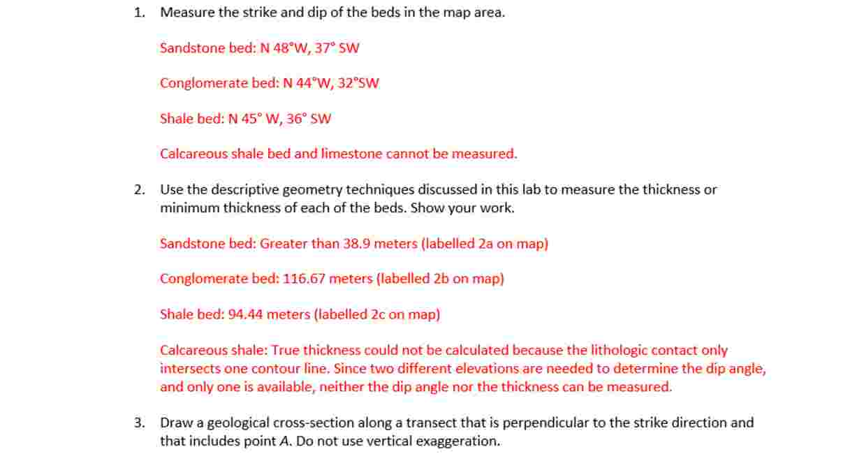 Solved 1. ﻿Measure the strike and dip of the beds in the map | Chegg.com