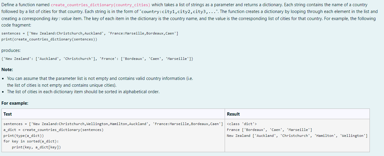 Solved Define a function named create_countries_dictionary | Chegg.com
