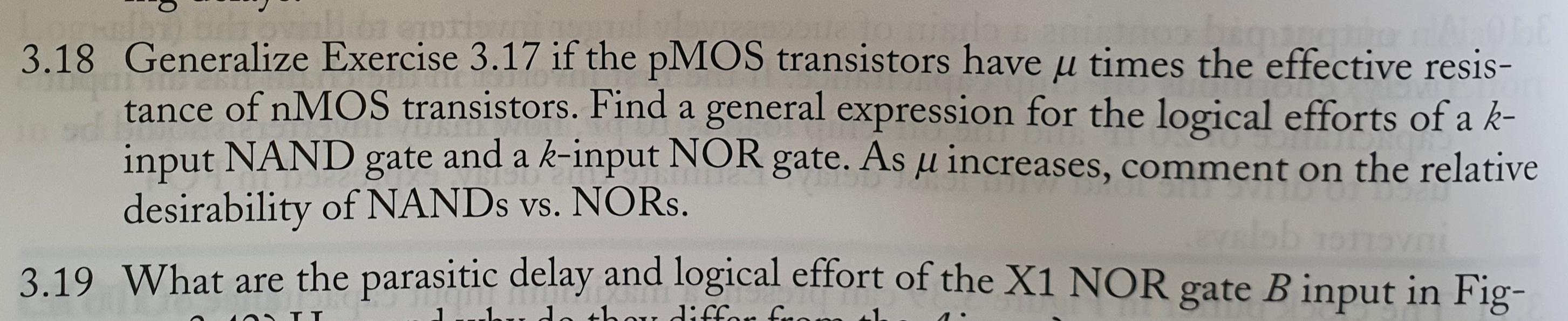 Solved Generalize Exercise 3.17 if the pMOS transistors have | Chegg.com