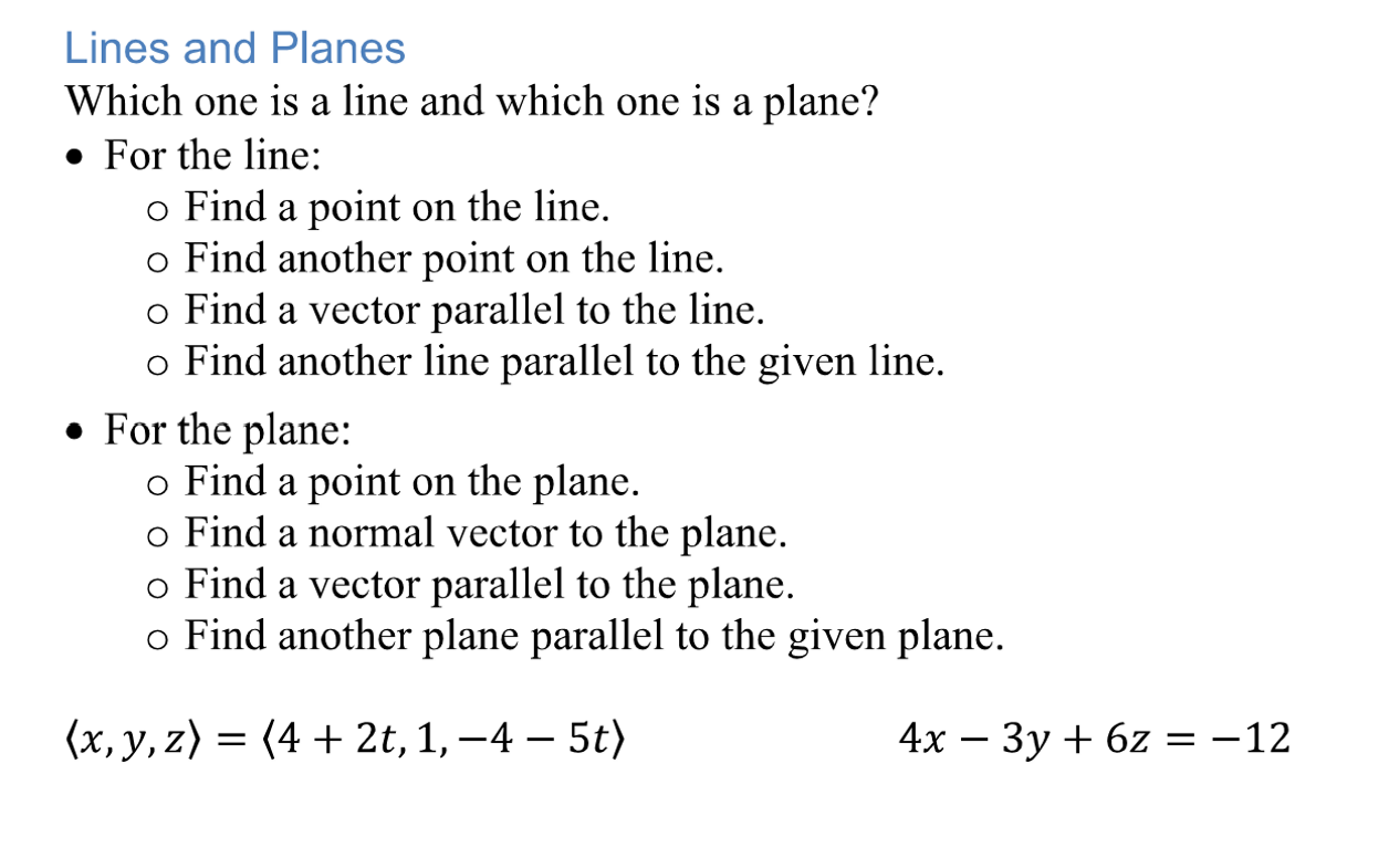 Solved Lines and Planes Which one is a line and which one is | Chegg.com