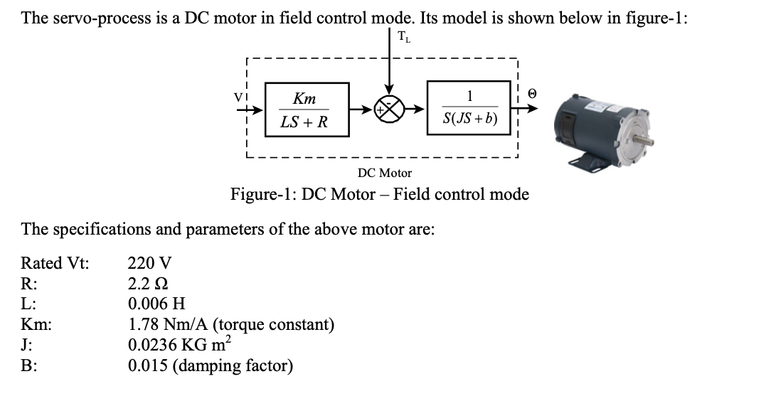 Solved The servo-process is a DC motor in field control | Chegg.com