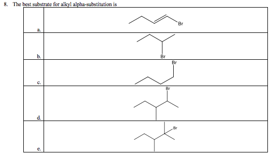 Solved 8. The best substrate for alkyl alpha-substitution is | Chegg.com