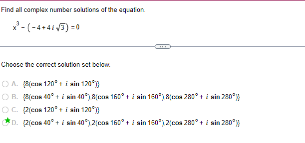 Solved Find all complex number solutions of the equation. | Chegg.com