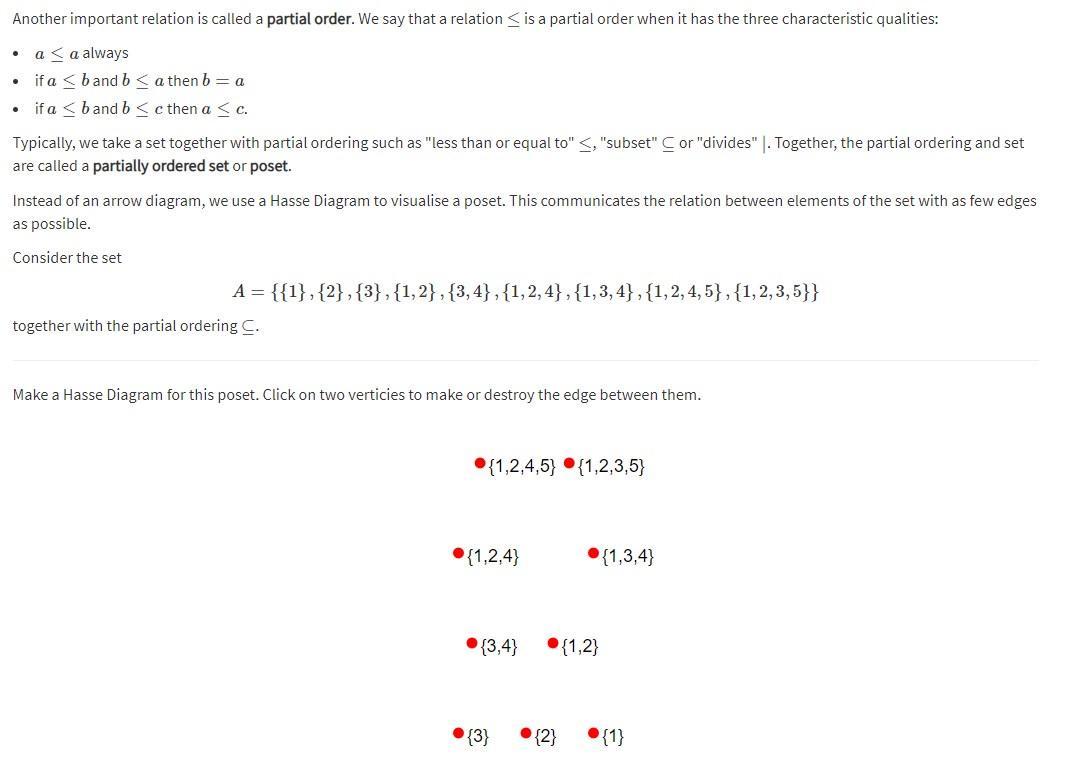 Solved Another important relation is called a partial order. | Chegg.com