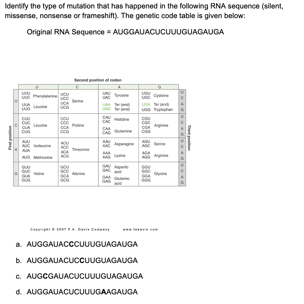 Solved Identify the type of mutation that has happened in | Chegg.com