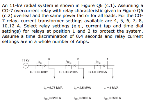 Solved An \\( 11-\\mathrm{kV} \\) radial system is shown in | Chegg.com