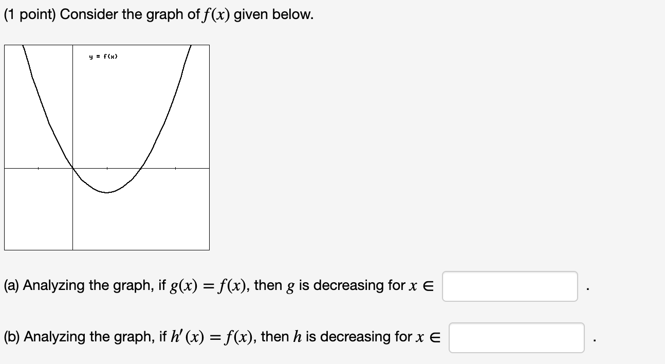 Solved (1 point) Consider the graph of f(x) given below. (a) | Chegg.com