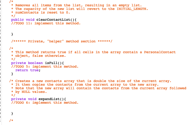 Solved public class Contactlist { private static int INITIAL | Chegg.com