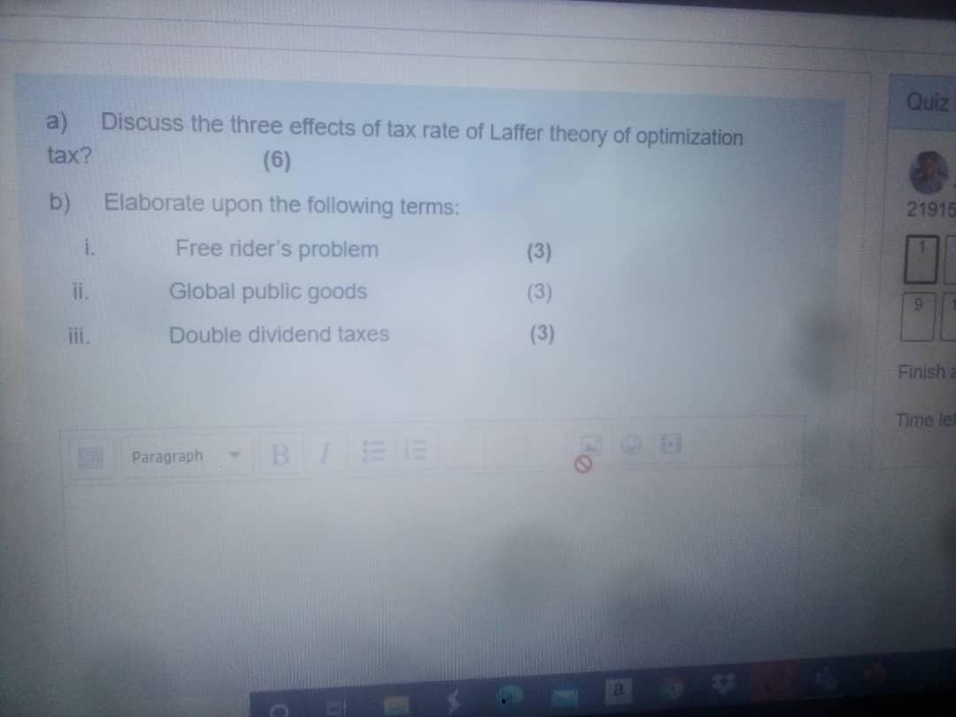 Solved Quiz 21915 a) Discuss the three effects of tax rate | Chegg.com