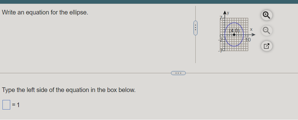 Solved Write an equation for the ellipse. Type the left side | Chegg.com