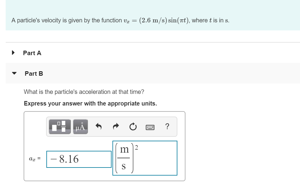 Solved A particle's velocity is given by the function vx | Chegg.com