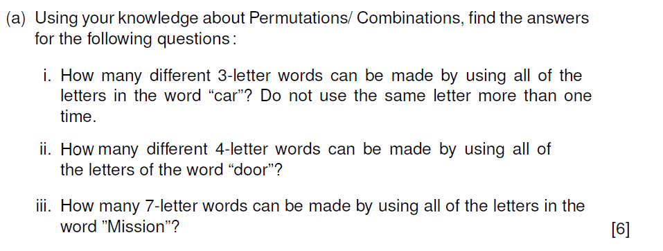 Solved a) Using your knowledge about Permutations/ | Chegg.com