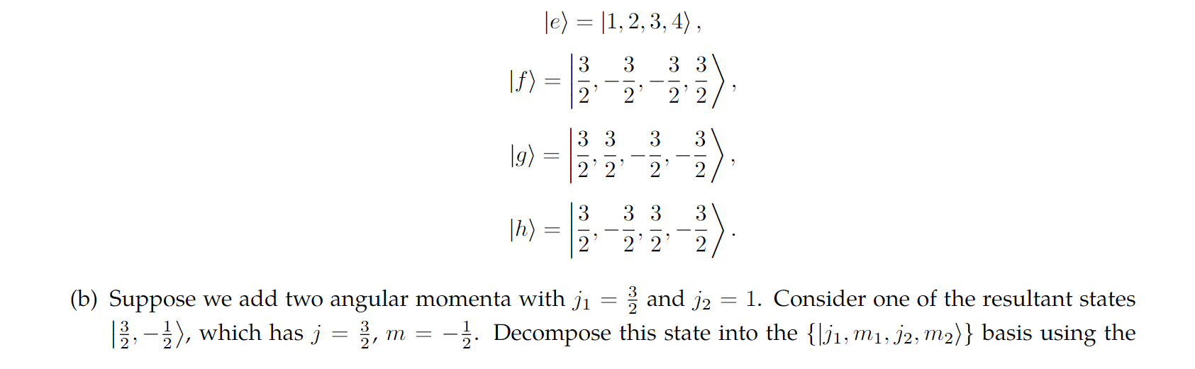 Solved 3. Using the Table of Clebsch-Gordan Coefficients | Chegg.com