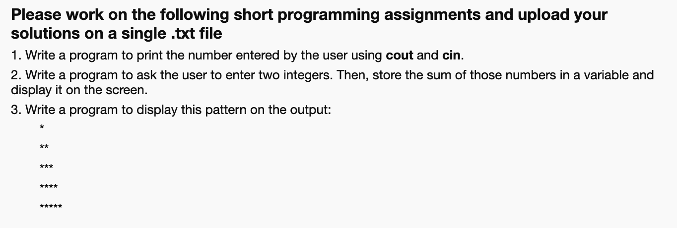 Solved Please work on the following short programming | Chegg.com