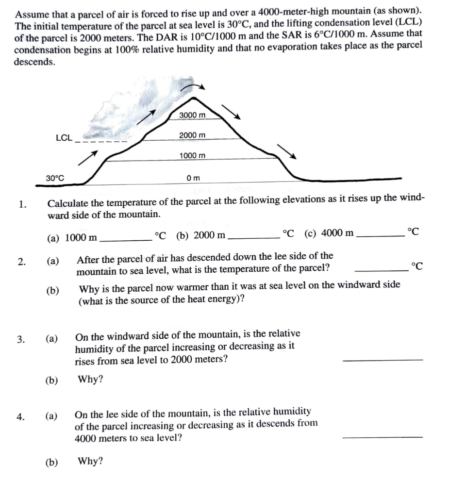 Solved Assume that a parcel of air is forced to rise up and | Chegg.com