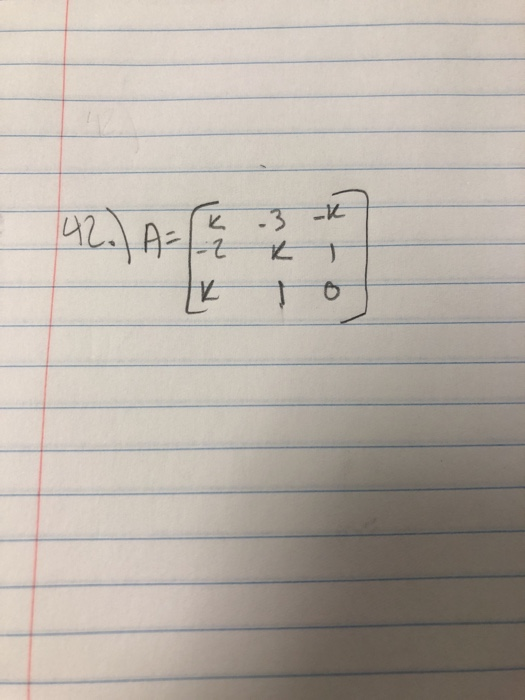 Solved find the value of k such that A is singular. [ k -2 k | Chegg.com