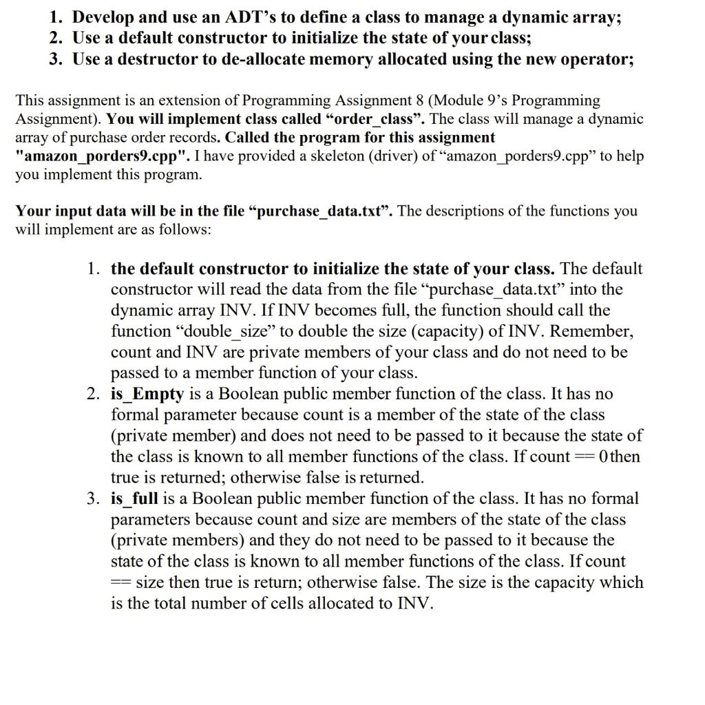 Solved 1. Develop and use an ADT's to define a class to | Chegg.com