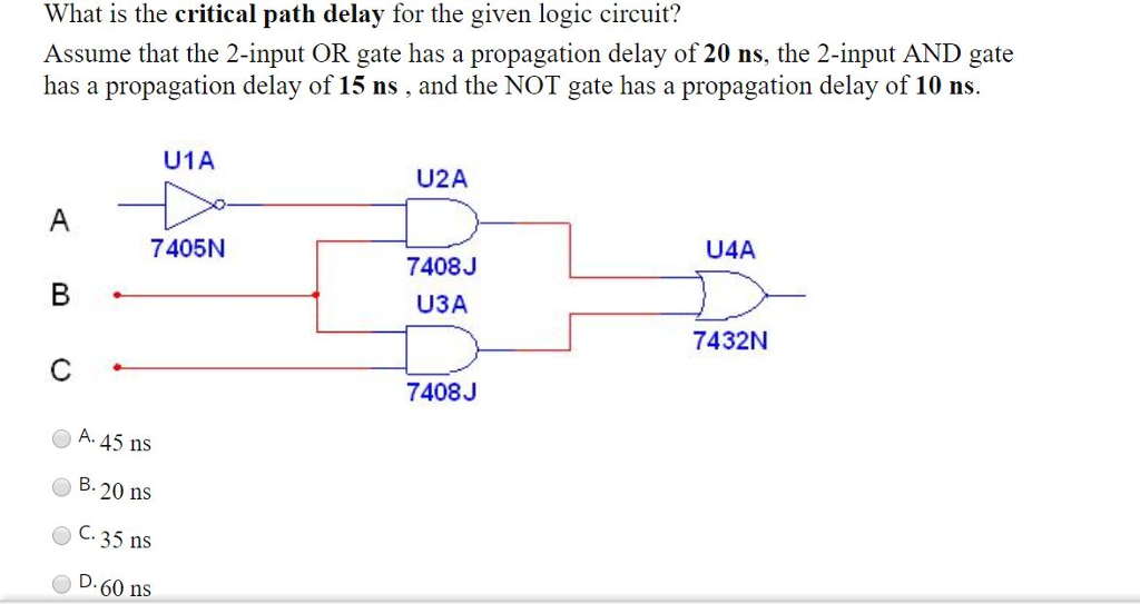 Solved What is the critical path delay for the given logic | Chegg.com