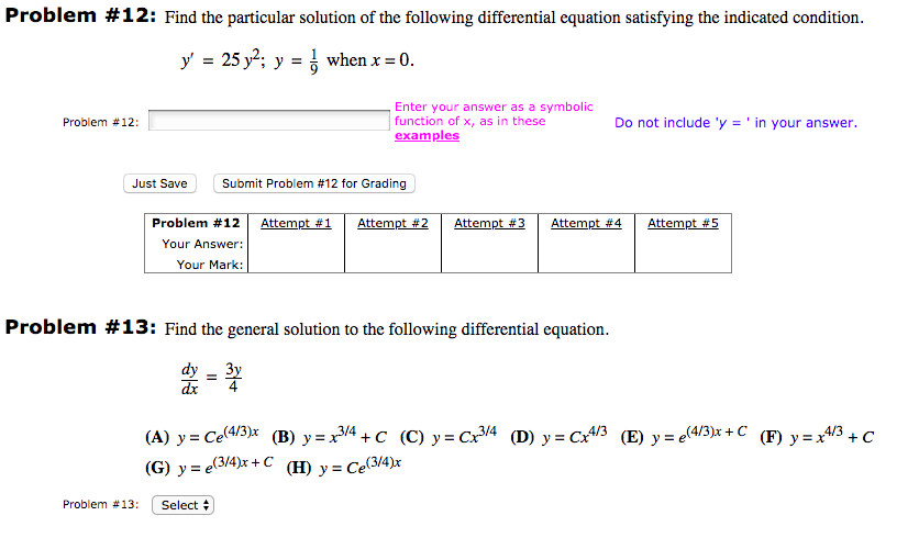 Solved Problem #12: Find the particular solution of the | Chegg.com