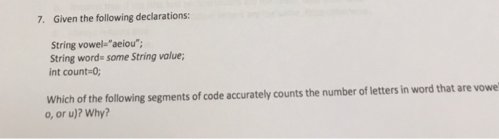 Solved 7. Given the following declarations: String | Chegg.com