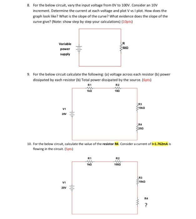 Solved For the below circuit, vary the input voltage from 0V | Chegg.com