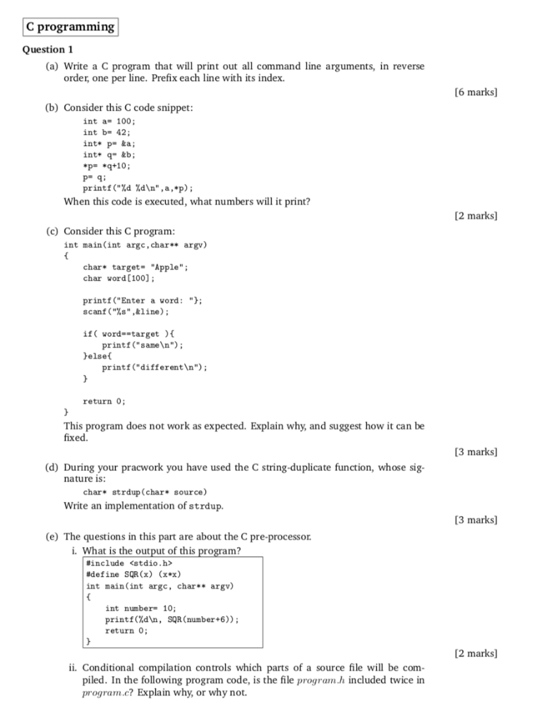 Solved C Programming Question1 A Write A C Program That 8574