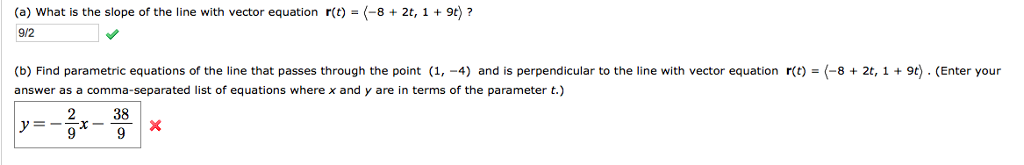 Solved (a) What is the slope of the line with vector | Chegg.com