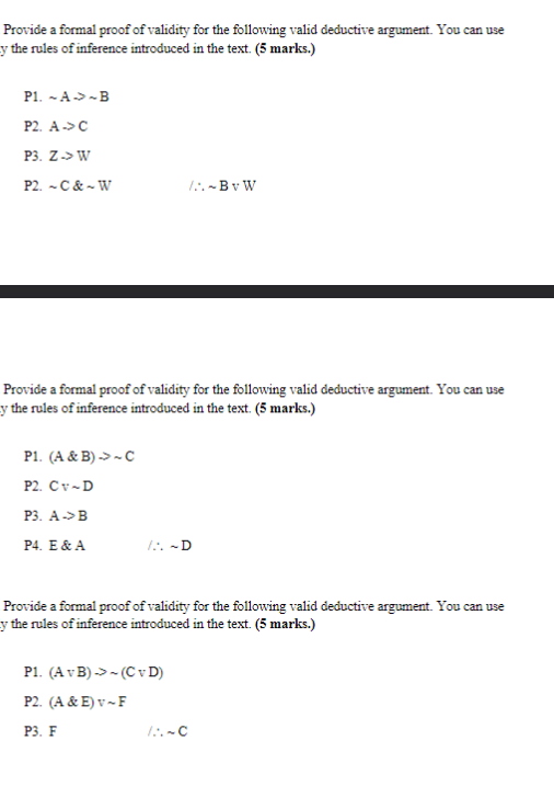 Provide a formal proof of validity for the following | Chegg.com