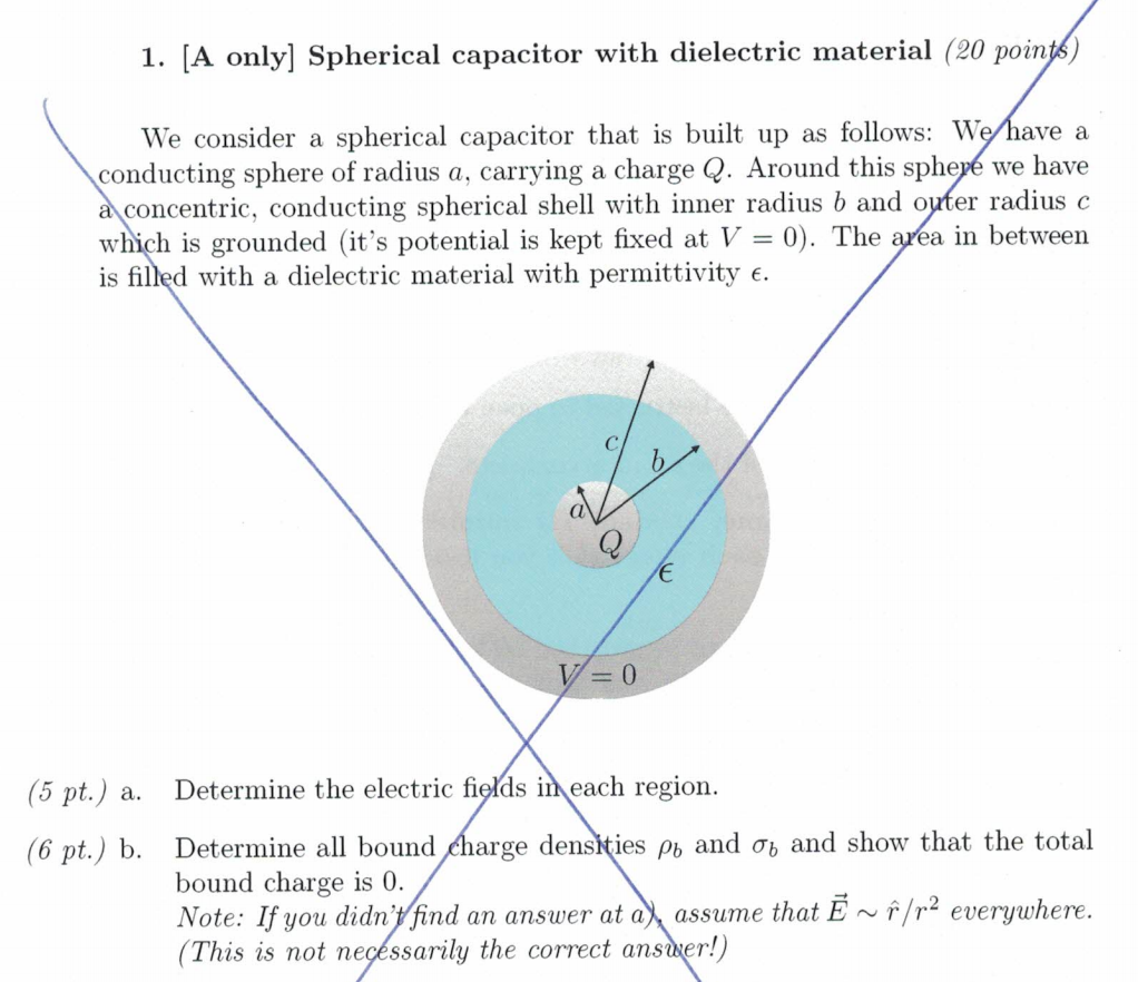 Solved 1. [A only] Spherical capacitor with dielectric | Chegg.com