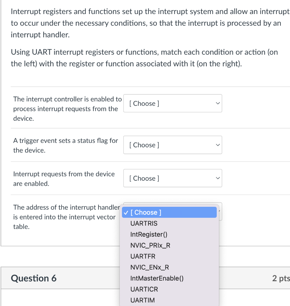 Solved Question 2 UART Module Suppose you are using UART6. | Chegg.com