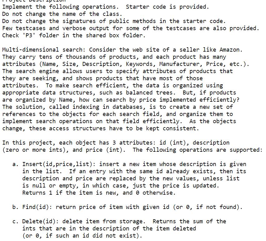 Solved Implement the following operations. Starter code is | Chegg.com