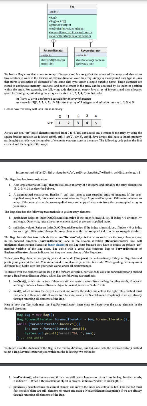 Here is the UML class diagram of the class you will | Chegg.com