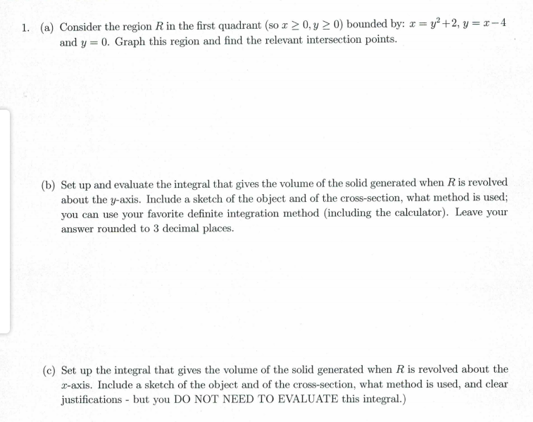Solved 1. (a) Consider the region R in the first quadrant | Chegg.com