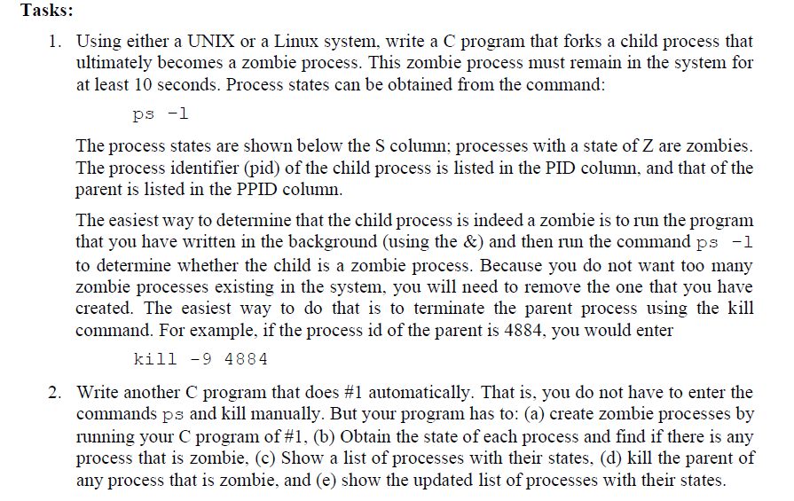 Tasks: 1. Using either a UNIX or a Linux system, | Chegg.com
